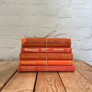 Orange Book Stack, Orange Book Decor, Decorative Display Books, Books ...