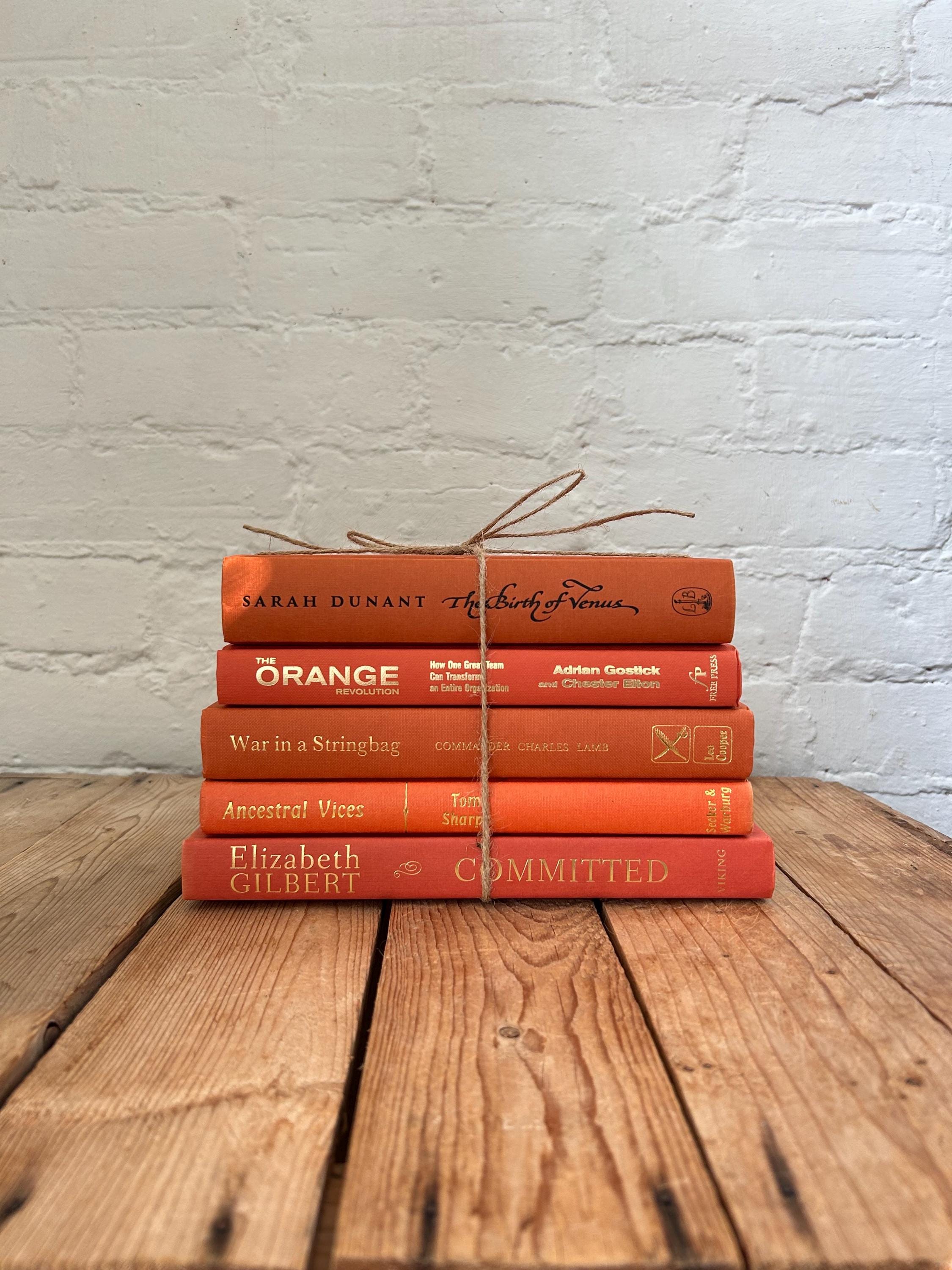 Orange Book Stack, Orange Book Decor, Decorative Display Books, Books ...