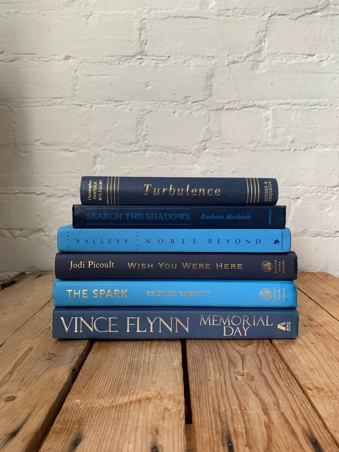 Ocean Blue Book Stack, Blue Bookshelf Decor, Shades of Blue Stacked ...