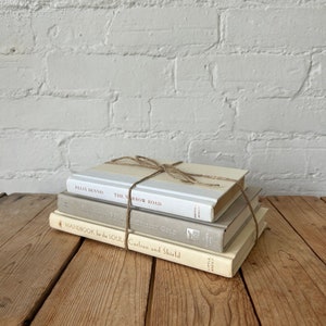 Neutral Decorative Book Bundles in White Gray and Cream, Curated Book ...