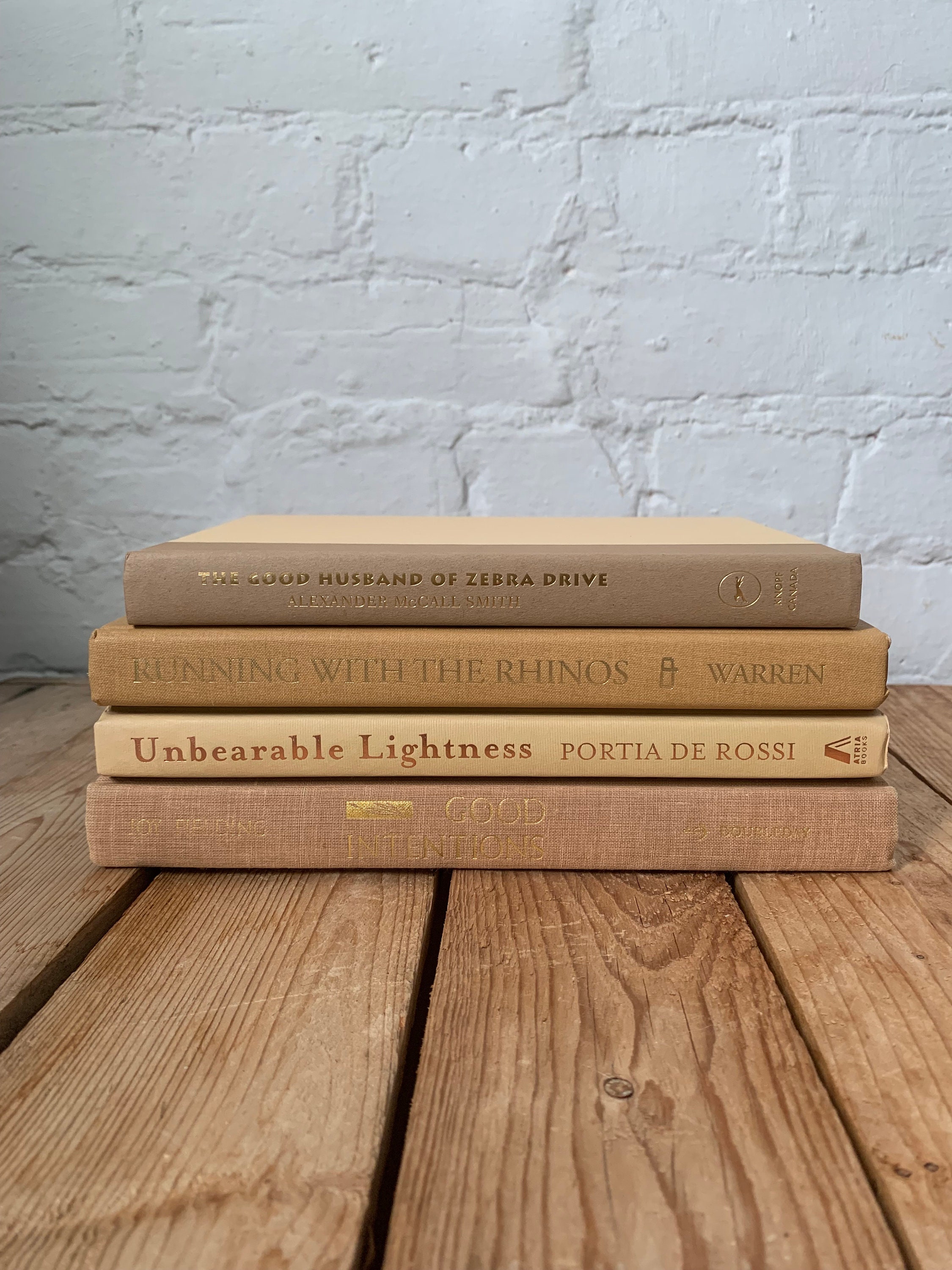 Tan Vintage Book Stack, Coffee Table Books, Shelf Decor Books, Neutral ...