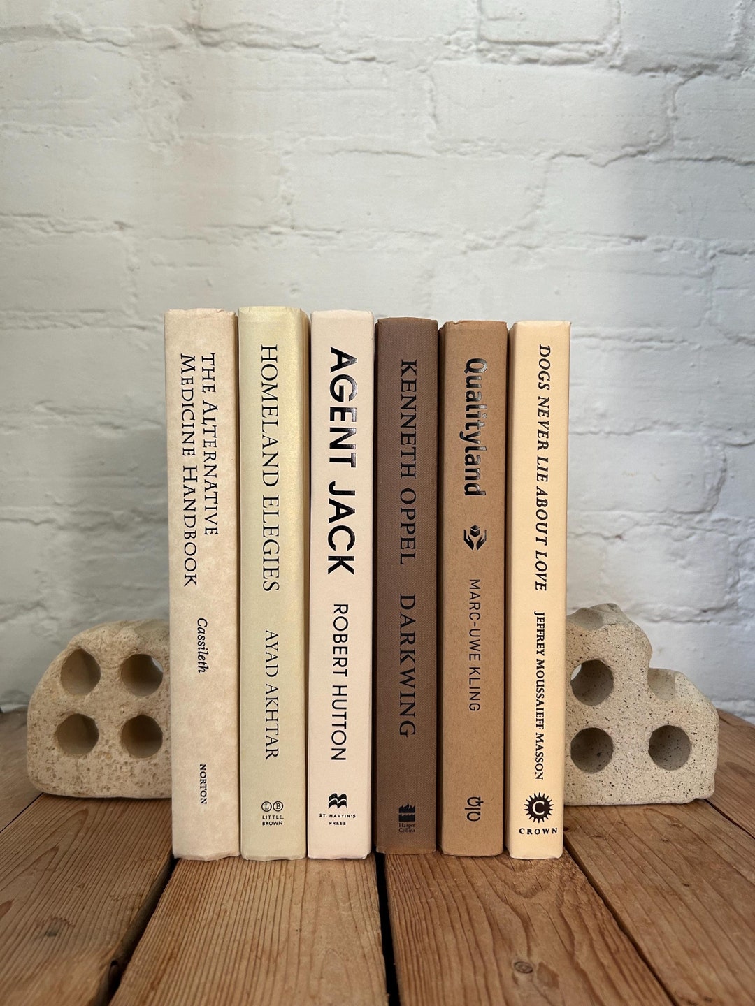 Mocha Tone Book Stack, Neutral Book Decor, Beige and Brown Decorative ...