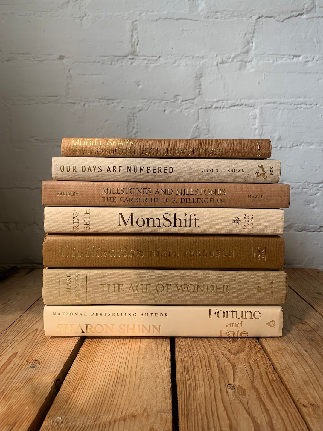 Custom Neutral Book Stack, Decorative Beige Books, Neutral Staging ...