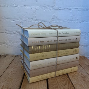 White and Beige Staging Books, Neutral Book Stack for Home Decor ...