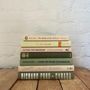 Green and Beige Staging Books, Aesthetic Book Stack, Decorative Stack ...