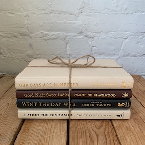 Black Brown and Beige Decor Books, Stacked Books, Office Shelf Decor ...