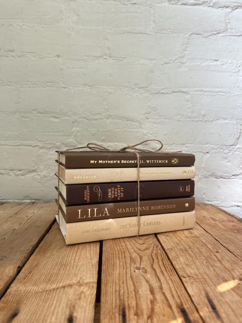 Cream Brown Book Stack, Beige and Brown Decorative Book Stack, Styling ...
