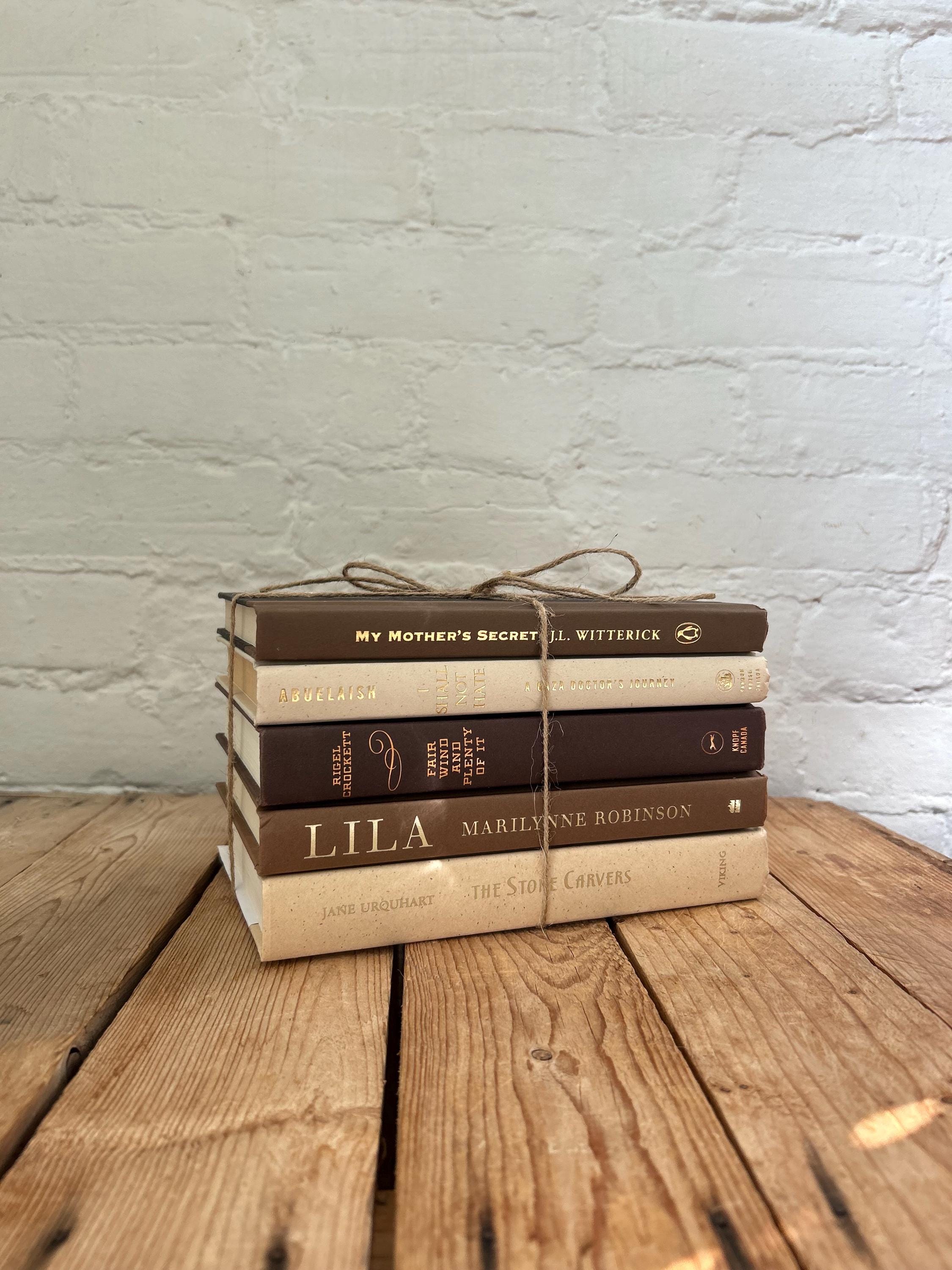 Cream Brown Book Stack, Beige and Brown Decorative Book Stack, Styling ...