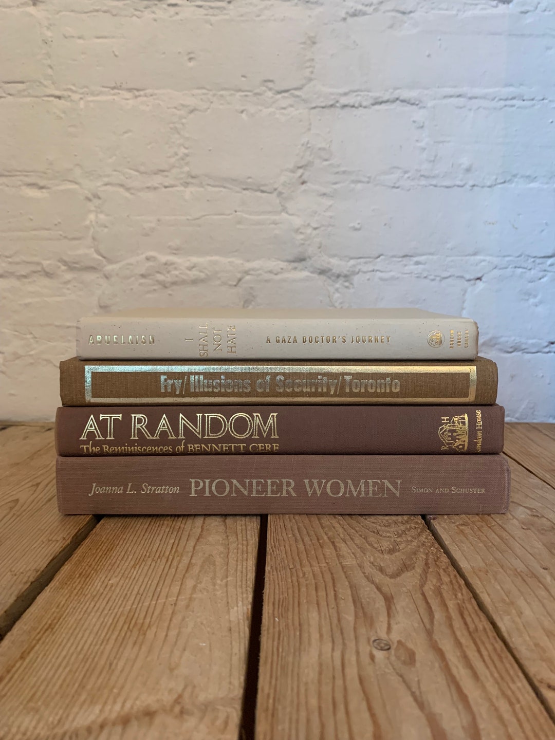 Light Brown Beige Book Stack, Bundle of Brown Themed Books, Light Brown ...