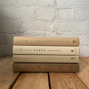 Cream and Tan Book Stack, Neutral Book Decor, Beige Brown Ivory ...