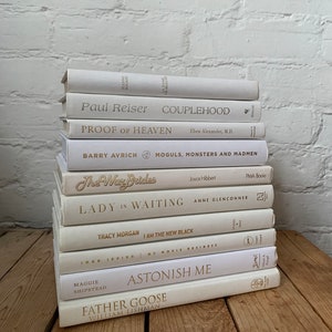 White Book Decor, White Home Decor, White Staging Books, Ivory Shelf ...