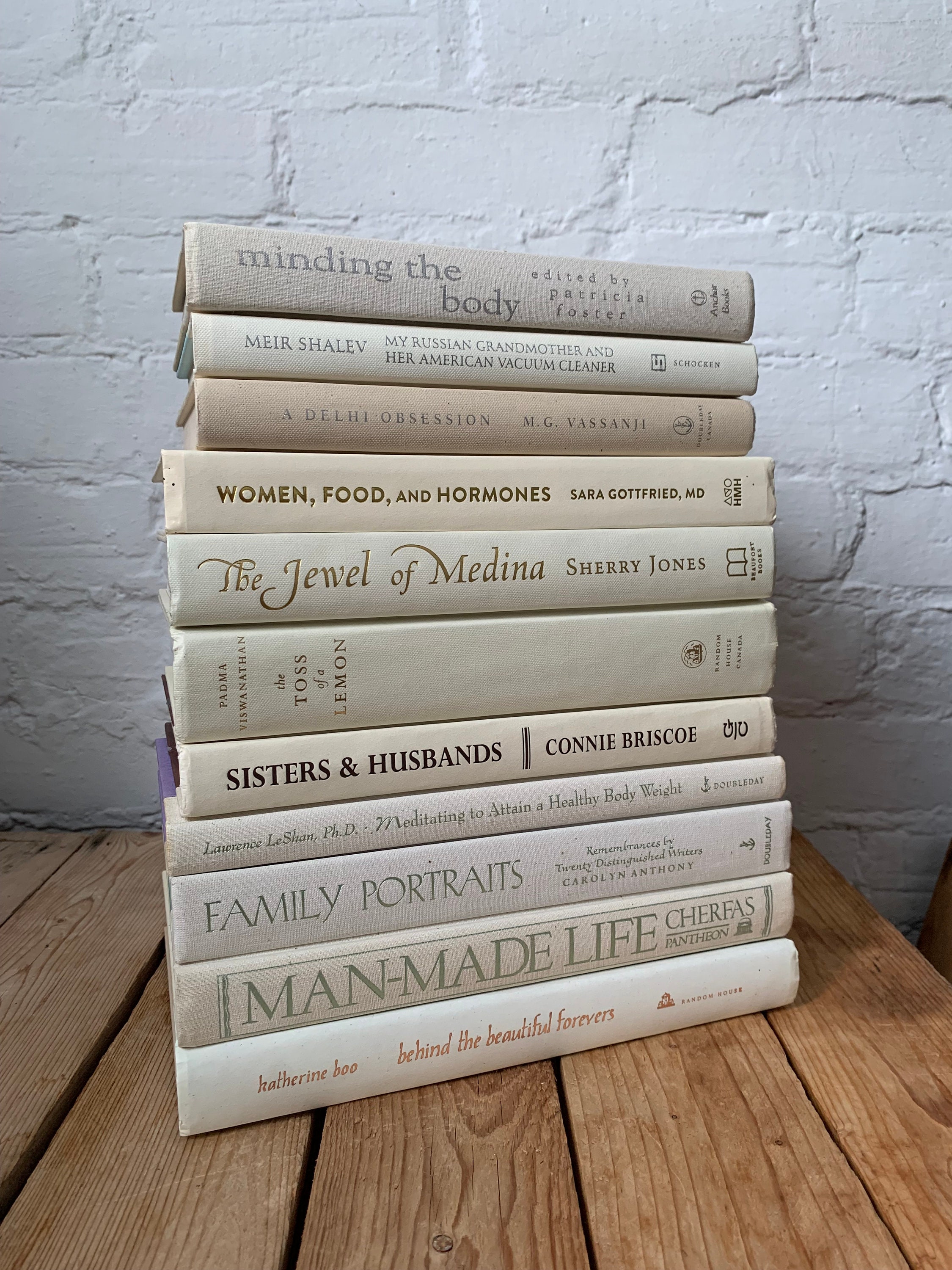 Ivory Staging Books, Decorative Book Stack, Vintage Books for Shelf ...