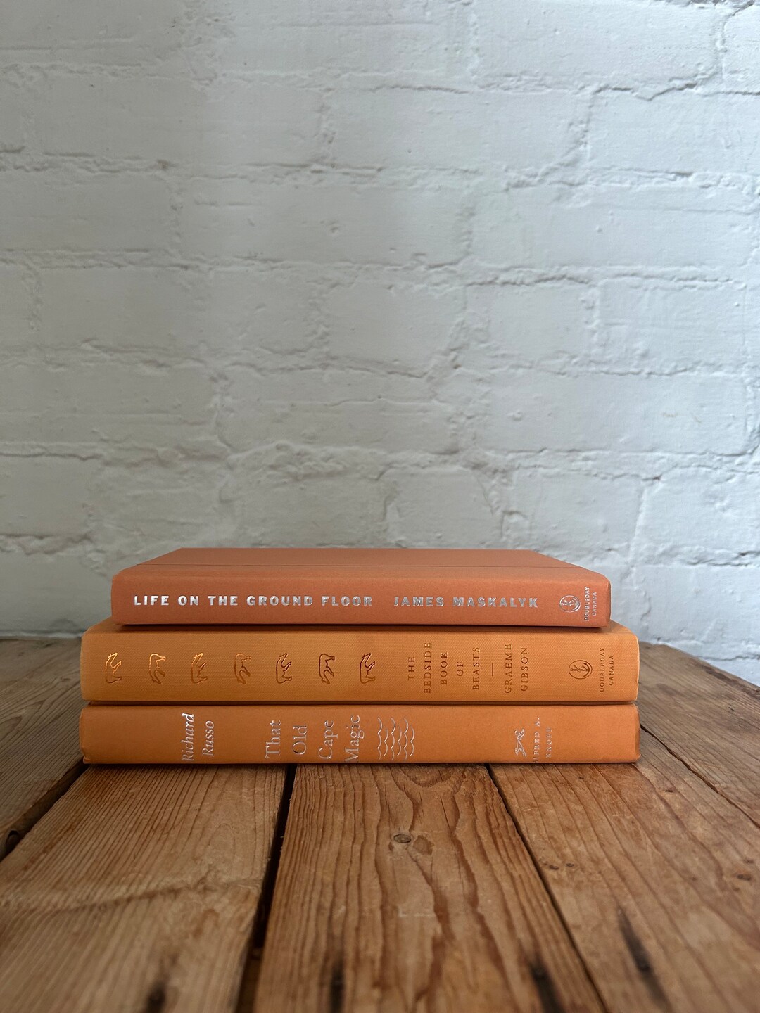 Bundle of Peach Toned Books, Light Orange Book Stack, Decorative Books ...
