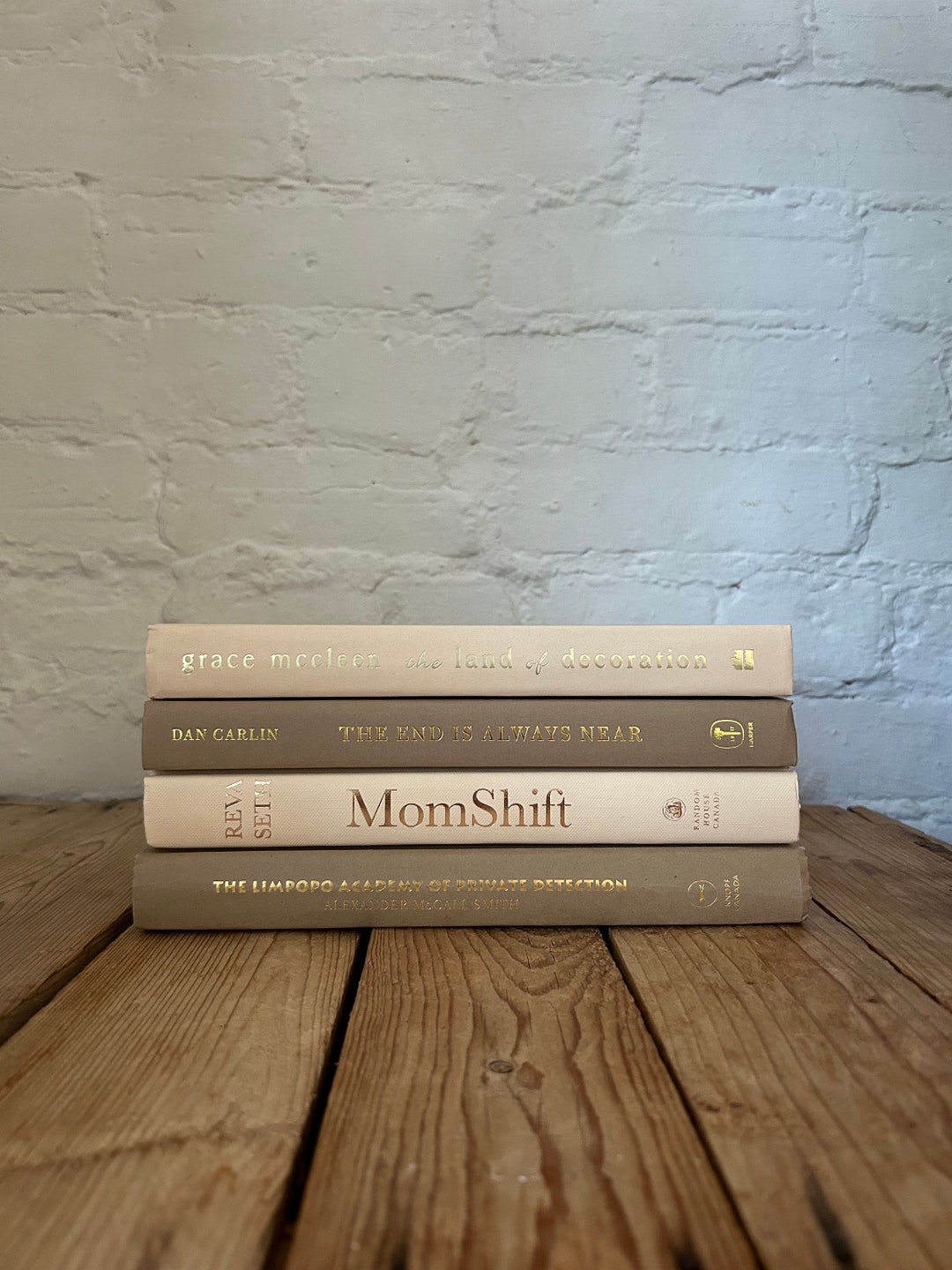 Cream and Tan Book Stack, Prop Books, Staging Books, Real Hardcover ...