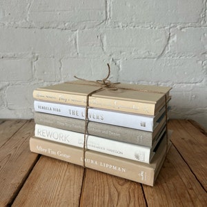 Taupe Book Stack, White, Gray, Beige, Ivory Book Decor, Grey Decorative ...