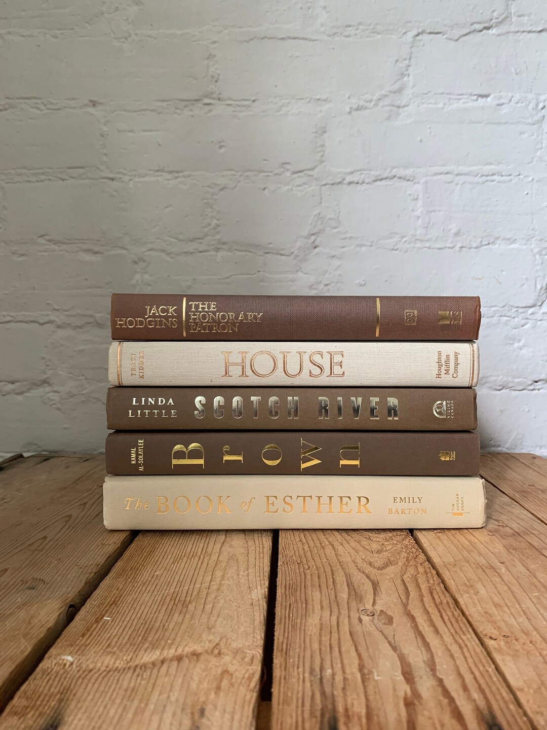 Autumn Staging Books, Brown Beige Coffee Table Books, Stack of Vintage ...