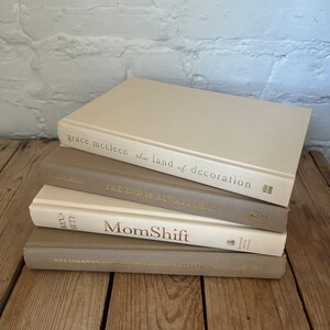 Cream and Tan Book Stack, Prop Books, Staging Books, Real Hardcover ...
