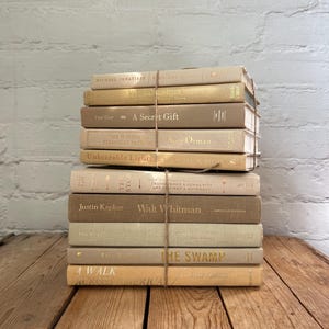Cream Book Stack, Neutral Vintage Book Set, Decorative Book Stack ...
