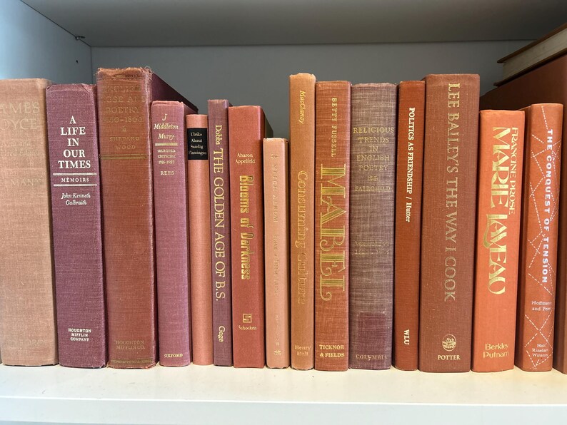 Rose Staging Books, Soft Pink Bookshelf Decor, Blush Book Stack, Warm ...
