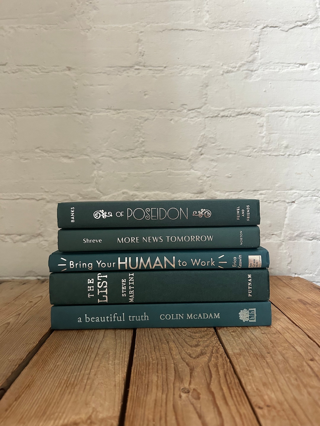 Teal Book Stack, Turquoise Book Decor, Teal Decorative Books, Teal Home ...