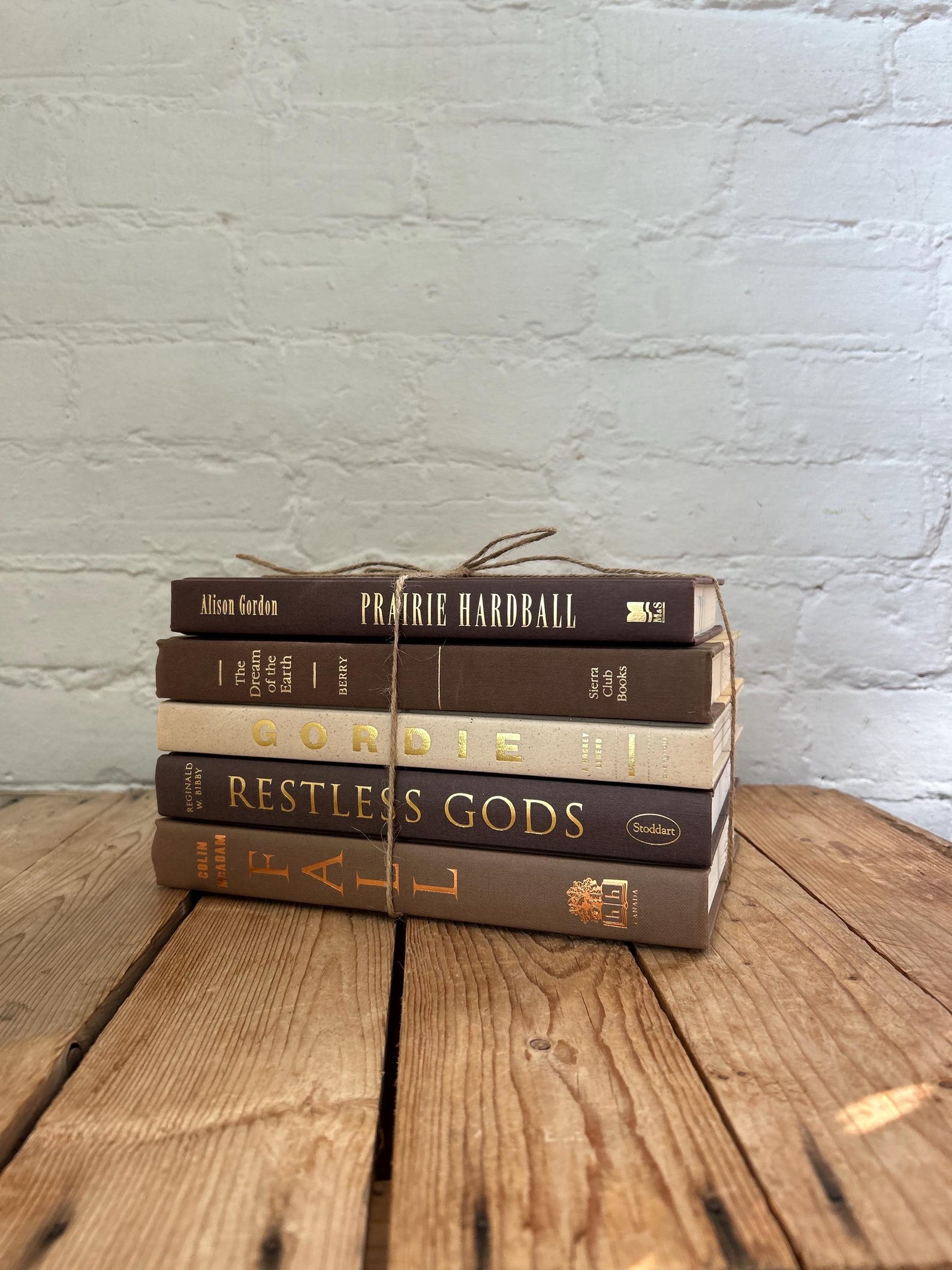 Cream Brown Book Stack, Beige and Brown Decorative Book Stack, Styling ...