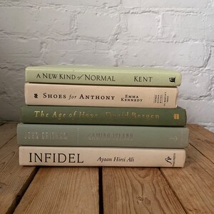 Earthy Book Stack, Beige and Green Staging Books, Decorative Book Stack ...