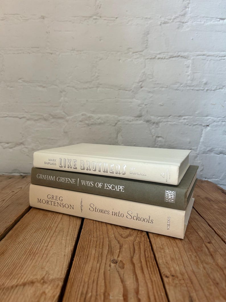 Neutral Book Stack, Luxury Staging Books, Decorative Books for Shelf ...
