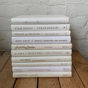 White Book Decor, White Home Decor, White Staging Books, Ivory Shelf ...