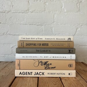 Custom Book Stack, White, Gray, Tan Books for Shelf Styling, Office ...