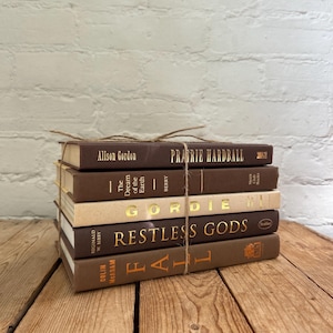 Cream Brown Book Stack, Beige and Brown Decorative Book Stack, Styling ...