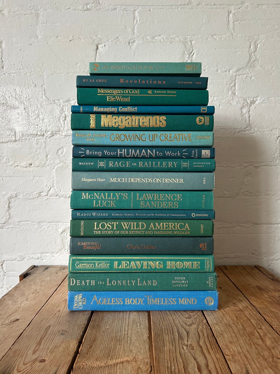 Ocean Blue Book Stack, Staging Books in Shades of Teal and Turquoise ...