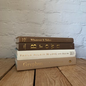 Earthy Book Stack, Brown Tone Book Decor, Decorative Book Stack ...