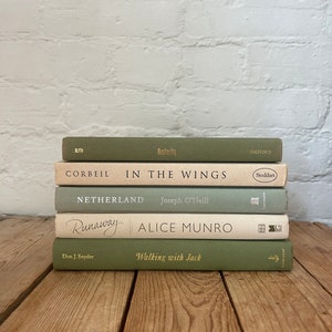 Earthy Book Stack, Beige and Green Staging Books, Decorative Book Stack ...