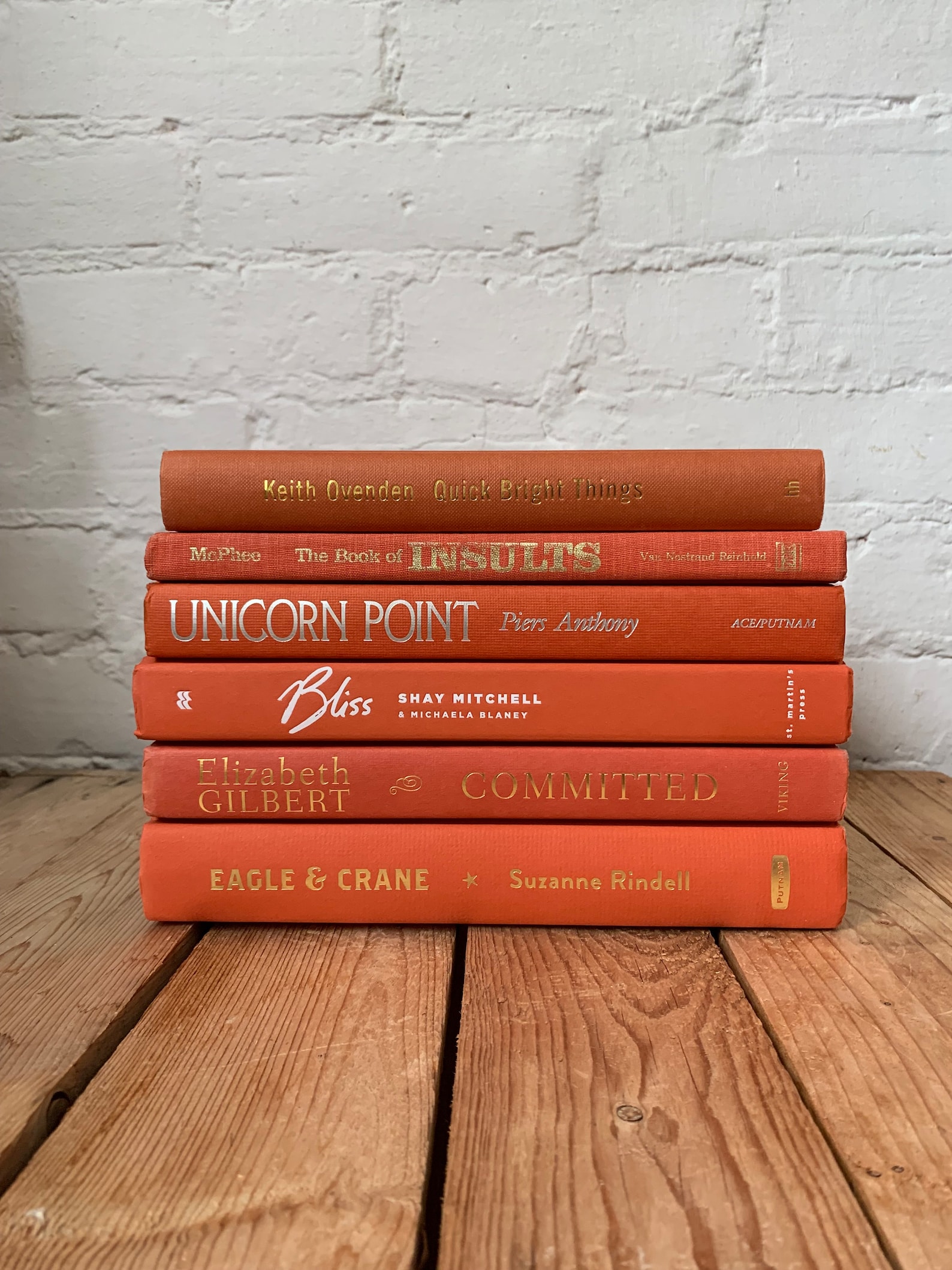 Orange Book Stack, Orange Book Decor, Decorative Display Books, Books ...