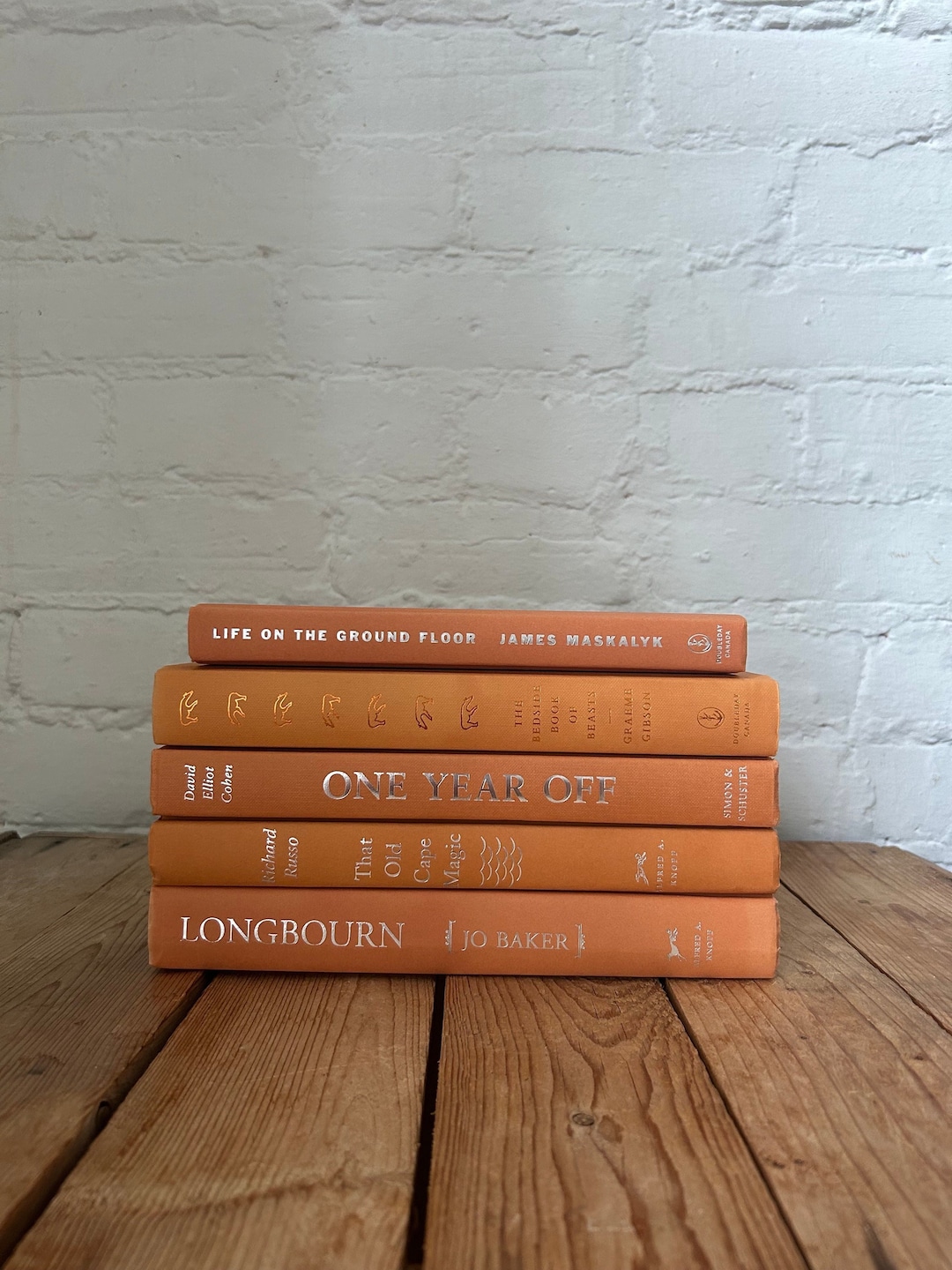 Light Orange Staging Books, Peach Book Stack, Decorative Display Books ...