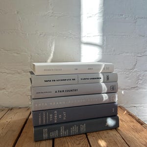 Grey Blue White Book Stack, White and Light Gray Book Decor, Decorative ...