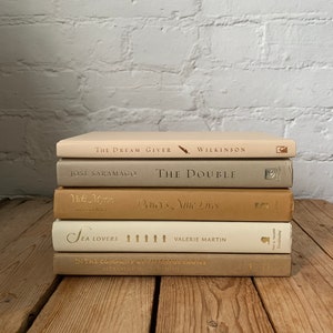 Cream Tone Book Stack, Ivory Book Decor, Cream and Ivory Decorative ...