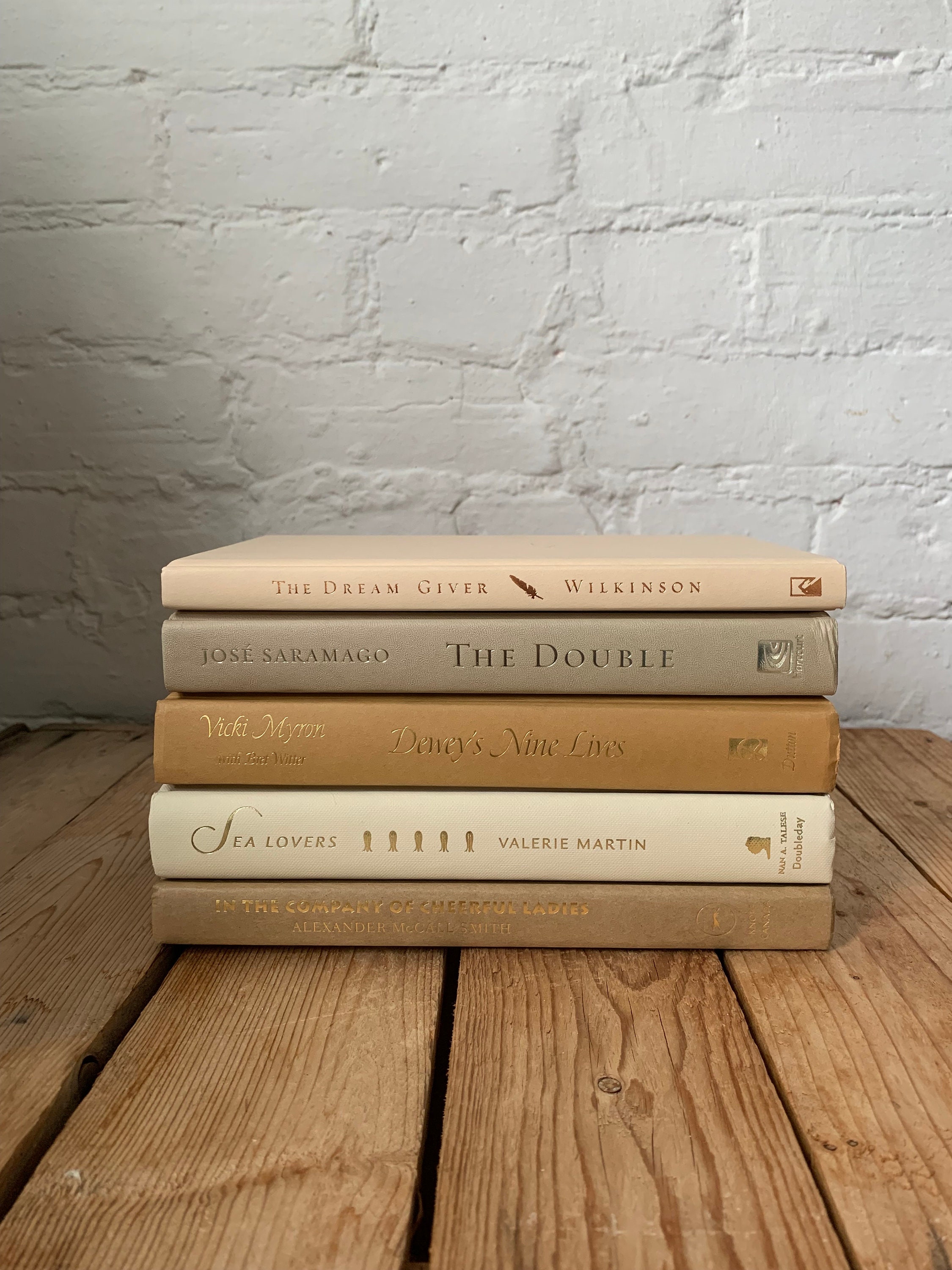 Cream and Taupe Book Stack, Ivory Book Decor, Cream and Ivory ...