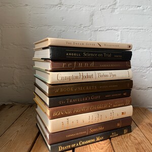 Black Brown and Beige Decor Books, Stacked Books, Office Shelf Decor ...