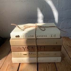 Cream and Tan Book Stack, Neutral Book Decor, Beige Brown Ivory ...