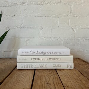 White Book Decor, White Home Decor, White Staging Books, Ivory Shelf ...