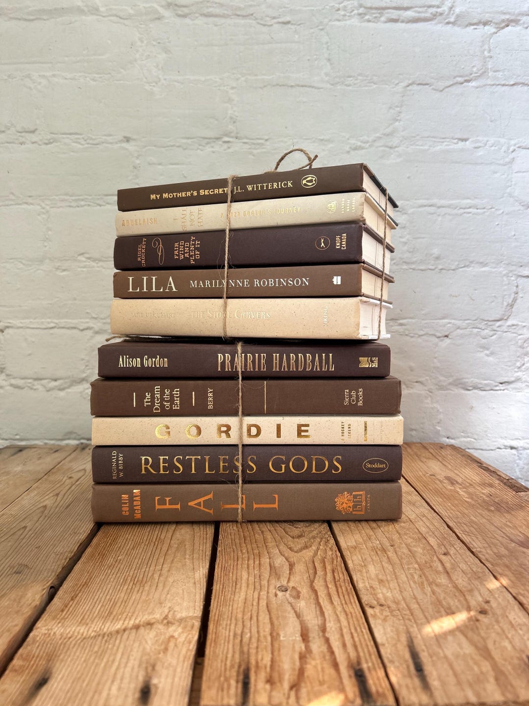 Cream Brown Book Stack, Beige and Brown Decorative Book Stack, Styling ...