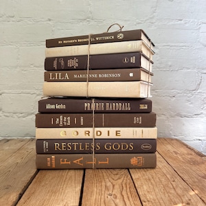 Cream Brown Book Stack, Beige and Brown Decorative Book Stack, Styling ...