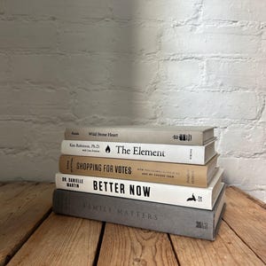 Custom Book Stack, White, Gray, Tan Books for Shelf Styling, Office ...