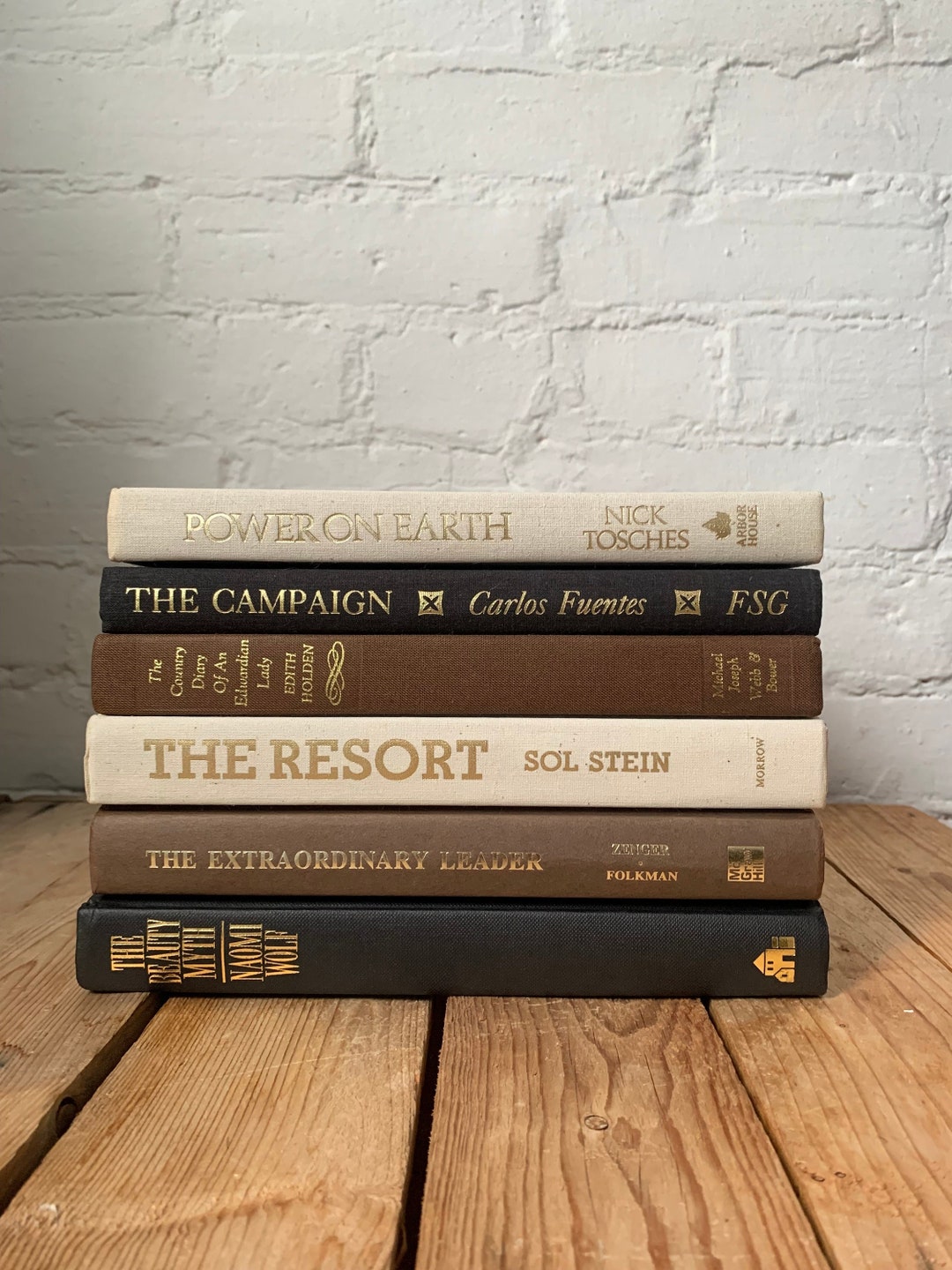 Brown Black and Ivory Book Stack, Decorative Books, Prop Styling ...