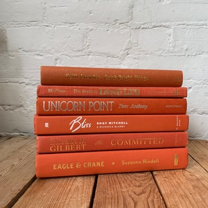 Orange Book Stack, Orange Book Decor, Decorative Display Books, Books ...