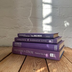 Purple Book Stack, Staging Books for Coffee Table Decor, Purple Home ...