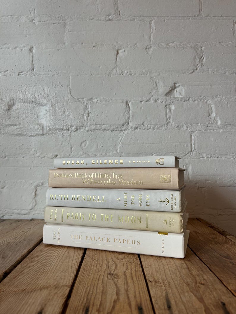 Soft Neutral Books for Decorating, Luxury Staging Book Stack, Light ...