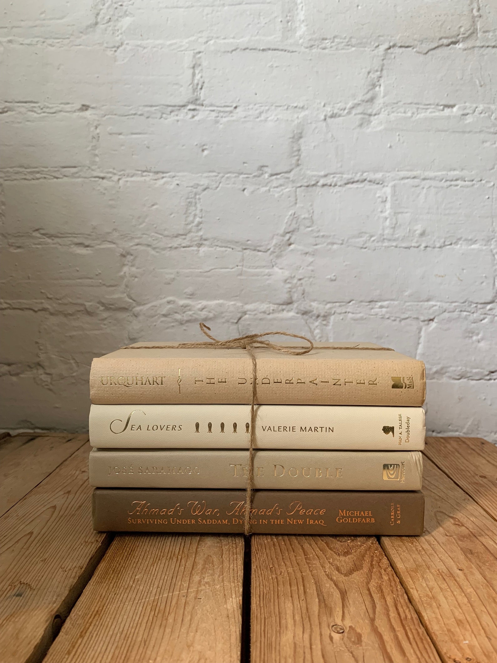 Cream and Tan Book Stack, Neutral Book Decor, Beige Brown Ivory ...