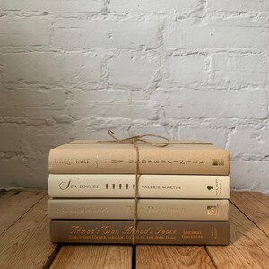 Cream and Tan Book Stack, Neutral Book Decor, Beige Brown Ivory ...